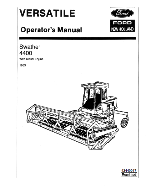 Versatile 4400 Swather Diesel Manual | Farm Manuals Fast