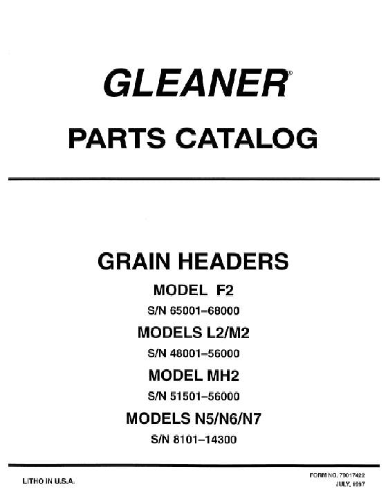 Gleaner F2, L2, M2, MH2, and N Grain Header - Parts Catalog | Farm ...