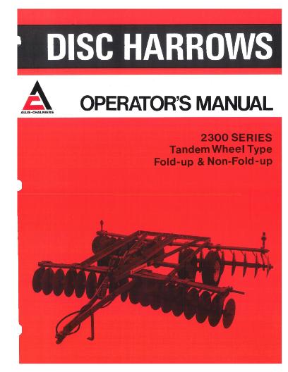 Allis-Chalmers 2300 series Disc Manual | Farm Manuals Fast