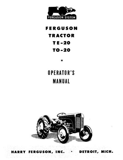 Ferguson TE-20 and TO-20 Tractor Manual | Farm Manuals Fast