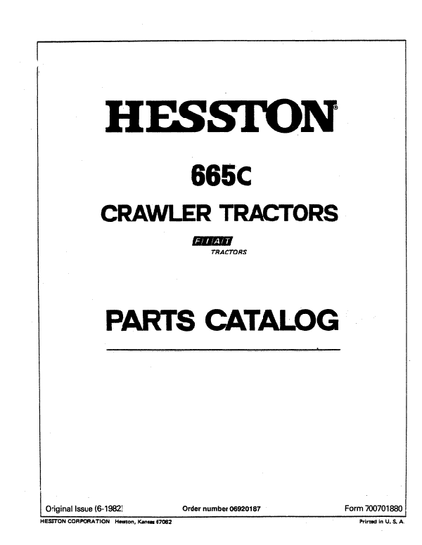 Fiat Hesston 665C Tractor - Parts Catalog | Farm Manuals Fast
